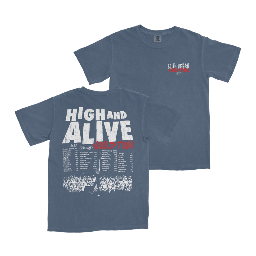 Blue HIGH AND ALIVE WORLD TOUR 2025 Tee – Keith Urban