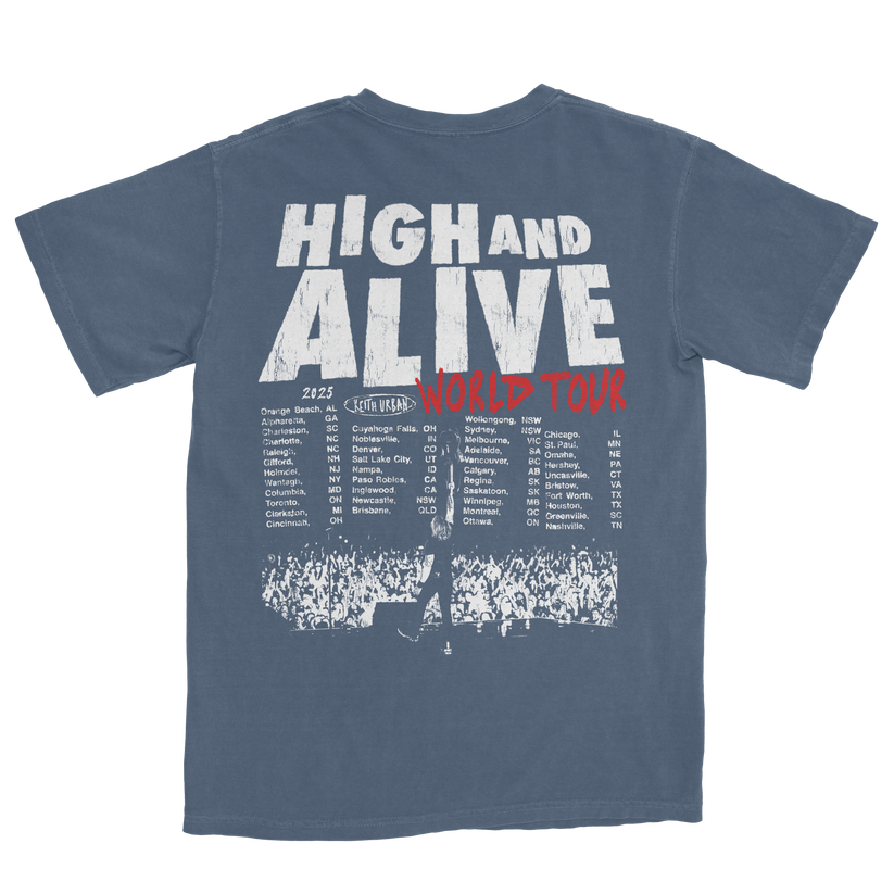 Blue HIGH AND ALIVE WORLD TOUR 2025 Tee – Keith Urban